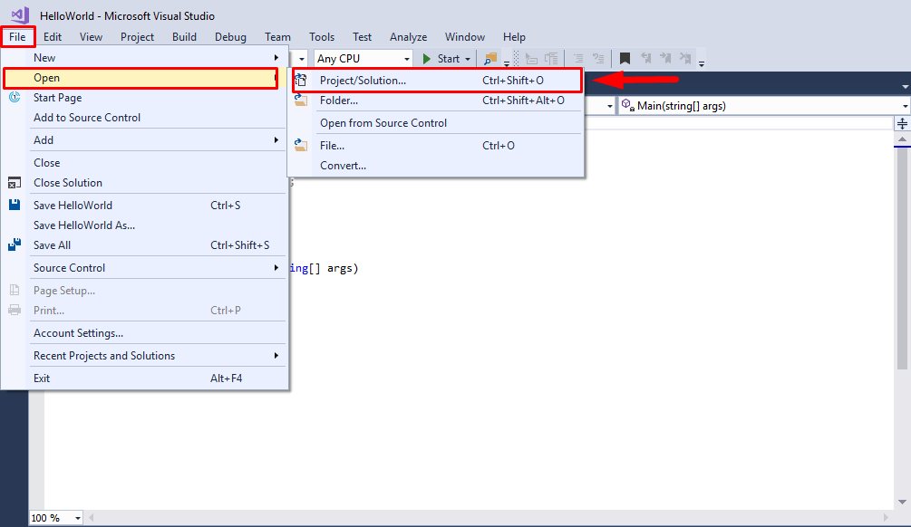 visual studio open project solution - Ultimate QA