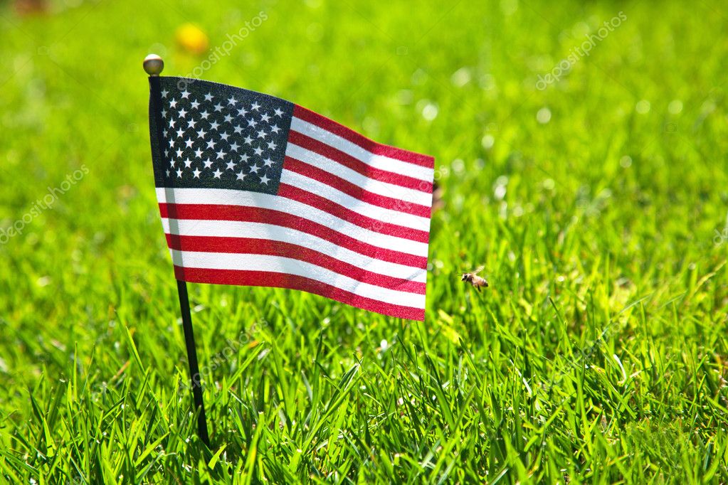 American flag on grass – Union Presbyterian Church of Los Altos