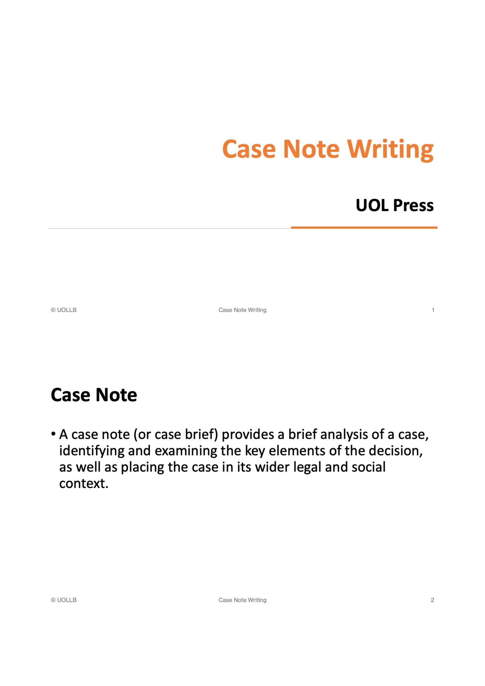 Case Note Writing Uollb