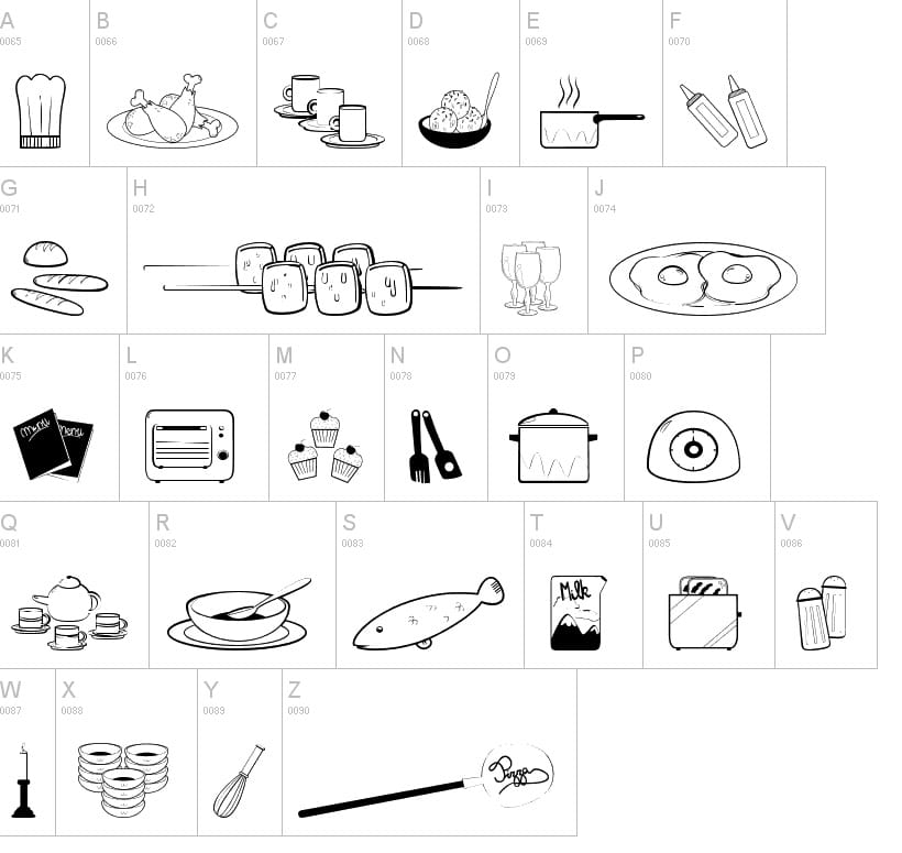 Cooking Set Font - UpFonts