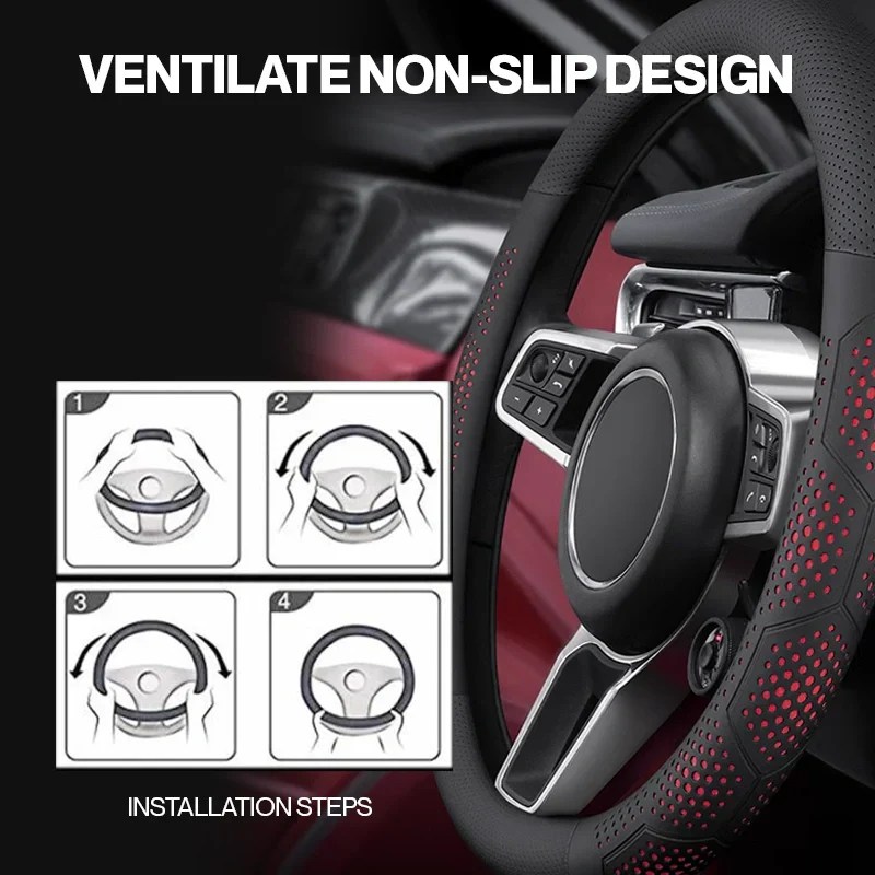 Gripex 2025 Ultragrip Breathable Leather Steering Wheel Cover Anti S