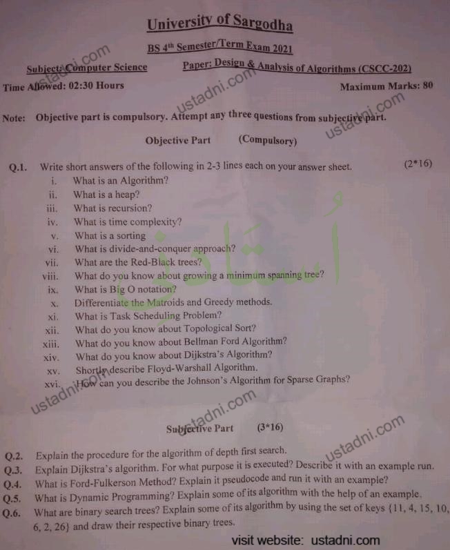 Design and Analysis Algorithm BSIT 2021 UOS - Ustadni