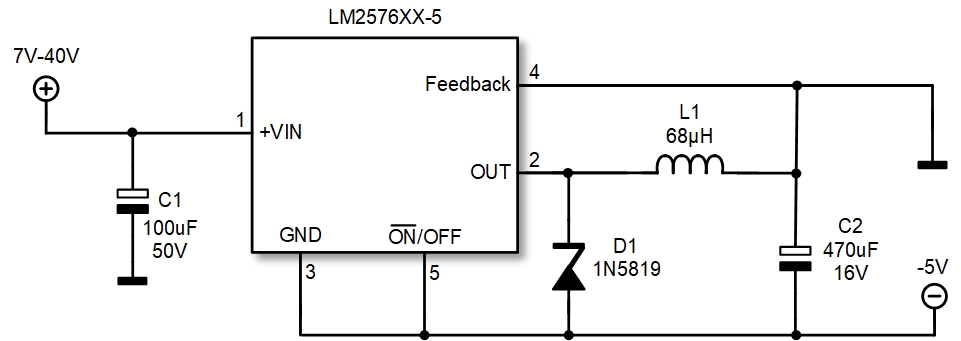 How to make a 5V negative supply using the LM2576 regulator - EE Web