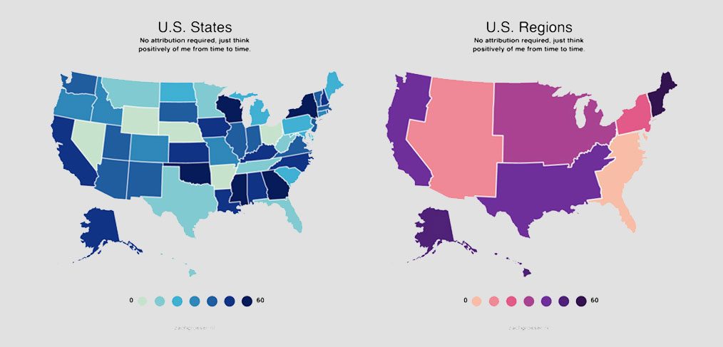 USA states and regions vector map - UXCrush.com