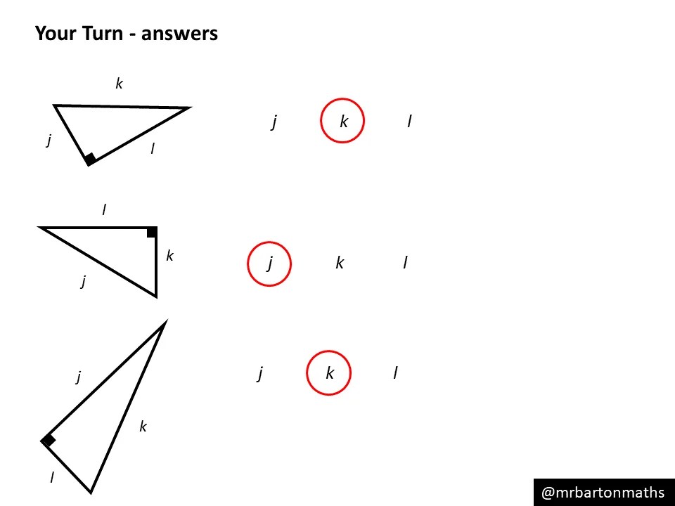 Pythagoras – identify the hypotenuse – Variation Theory