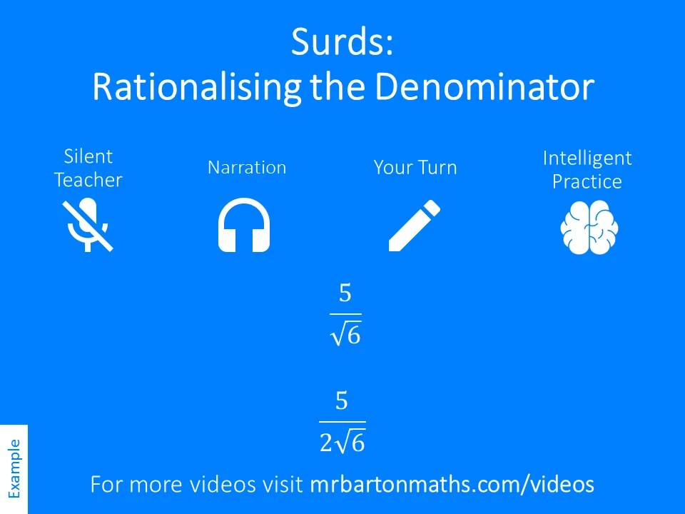 Rationalising the denominator – Variation Theory