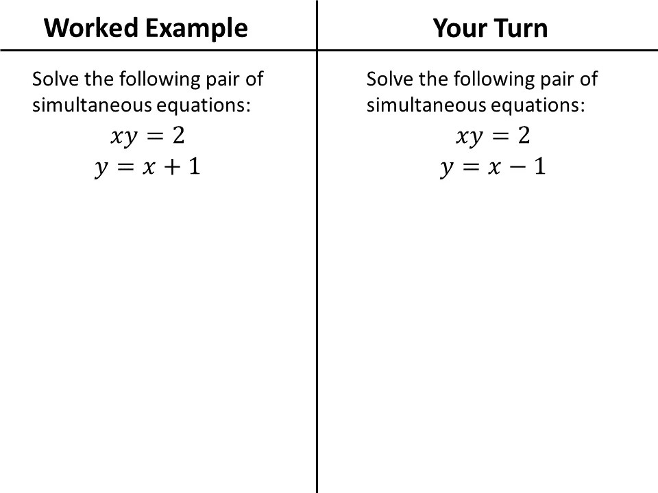 Quadratic simultaneous equations (3 exercises!) – Variation Theory