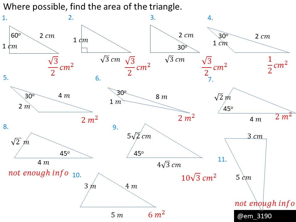 Area of a triangle – trigonometry – Variation Theory