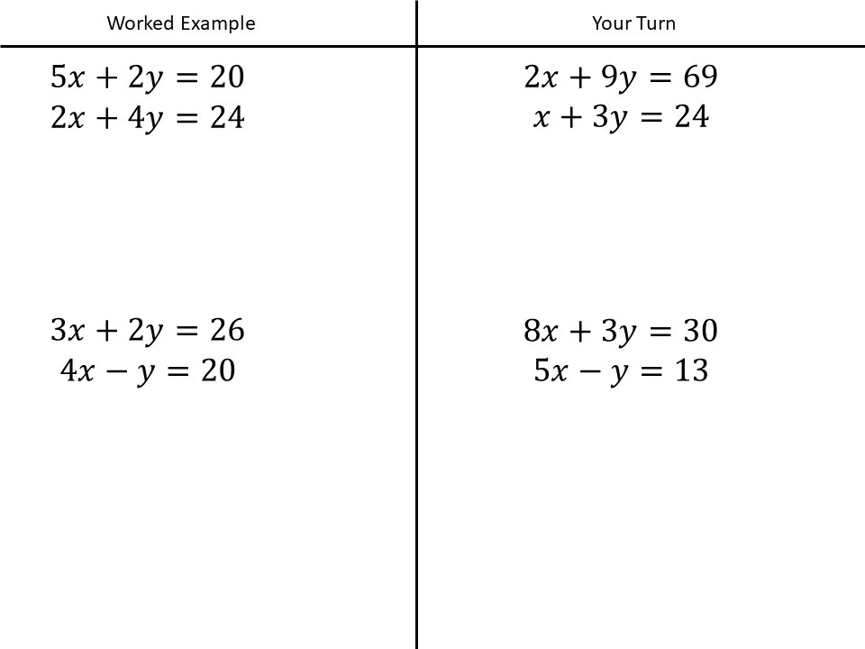 Simultaneous Equations: Solving (multiplying one equation) – Variation ...