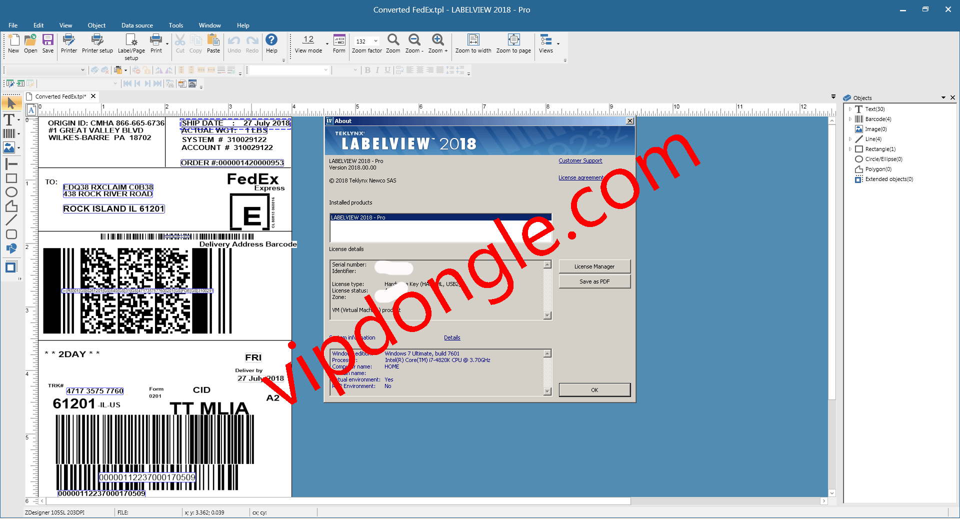 Teklynx Label View 2018 Sentinel HL Dongle - Vip Dongle Team