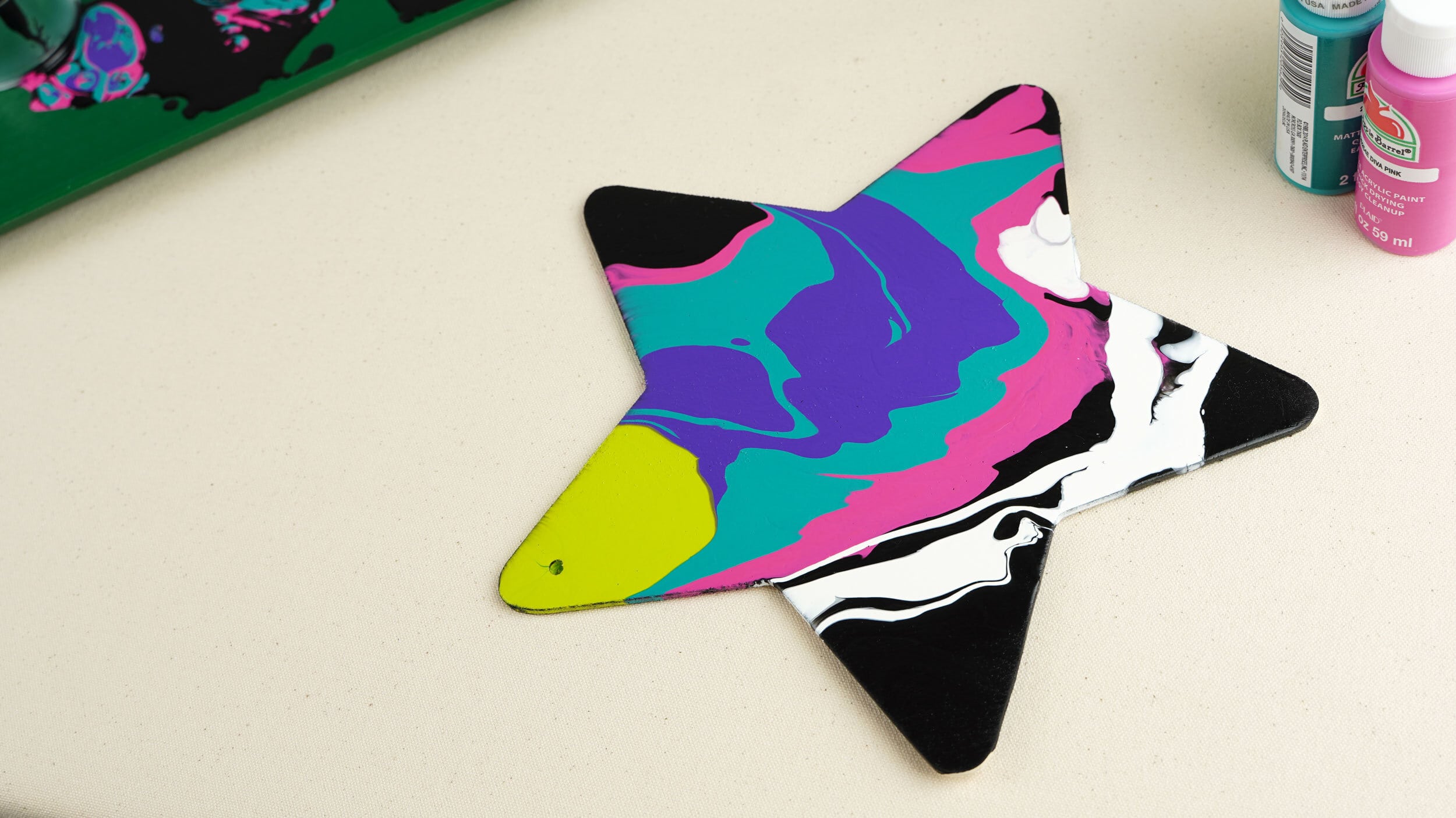 Paint Pouring Project: How To Make A Marbled Star | Virtual Club