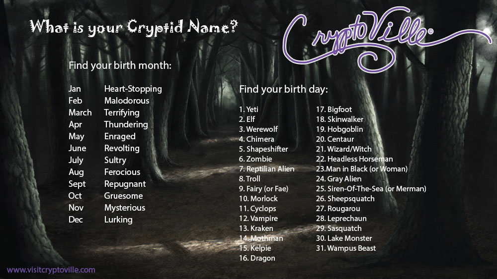 What is Your Cryptid Name?
