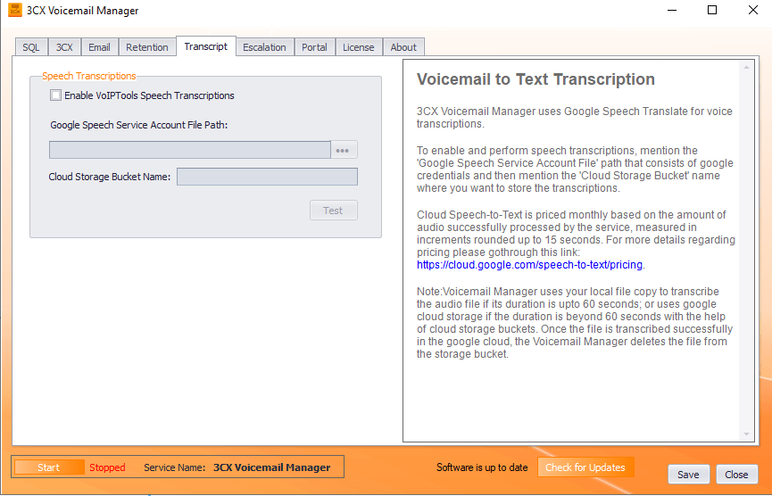 Figure 25: Transcript Screen