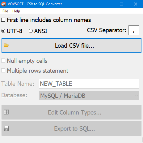 Csv To Sql Converter For Pc Converts Csv To Sql Vovsoft