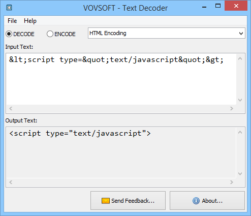 Text Decoder And Encoder For Pc Encodes And Decodes Text Vovsoft