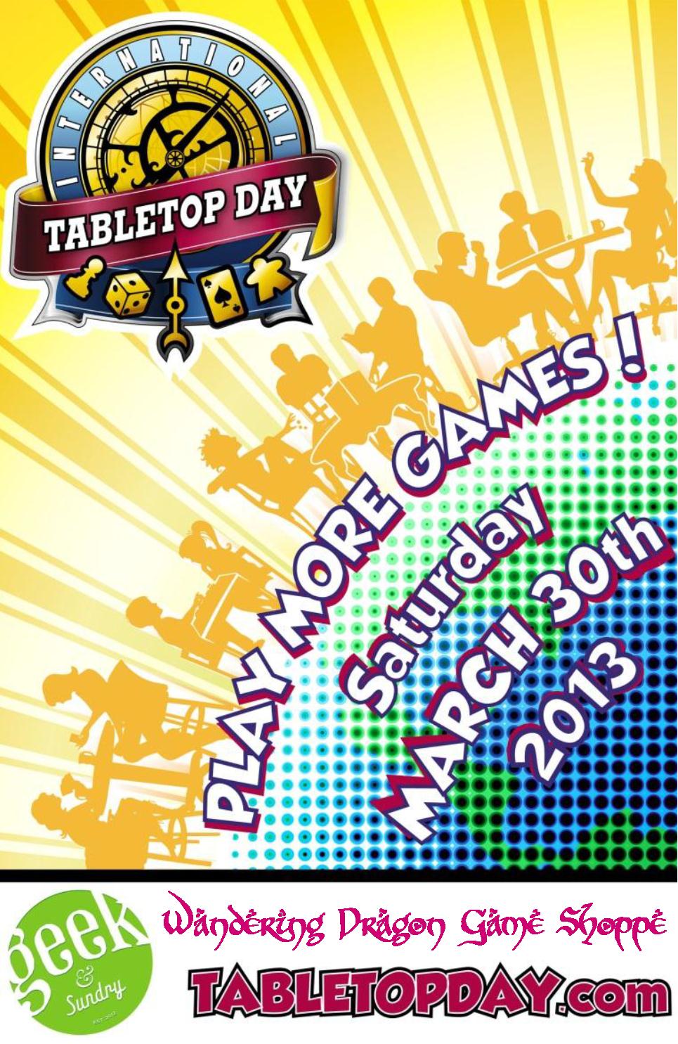 International Tabletop Day - Wandering Dragon Game & Puzzle Shoppe ...