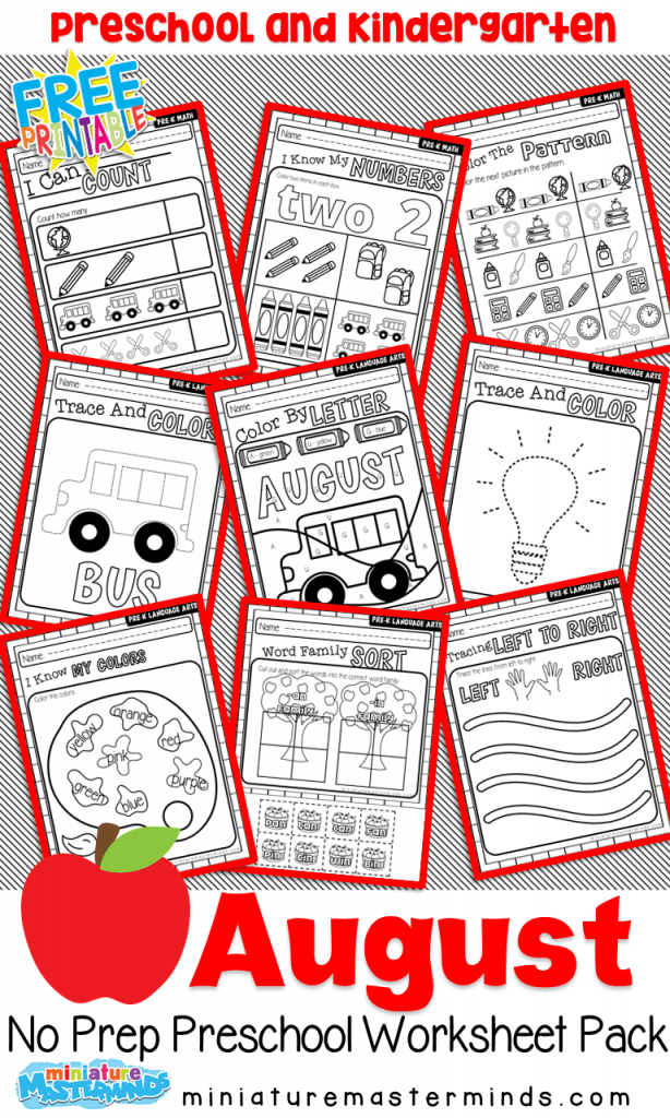 August No Prep Preschool and Kindergarten Pack – Miniature Masterminds