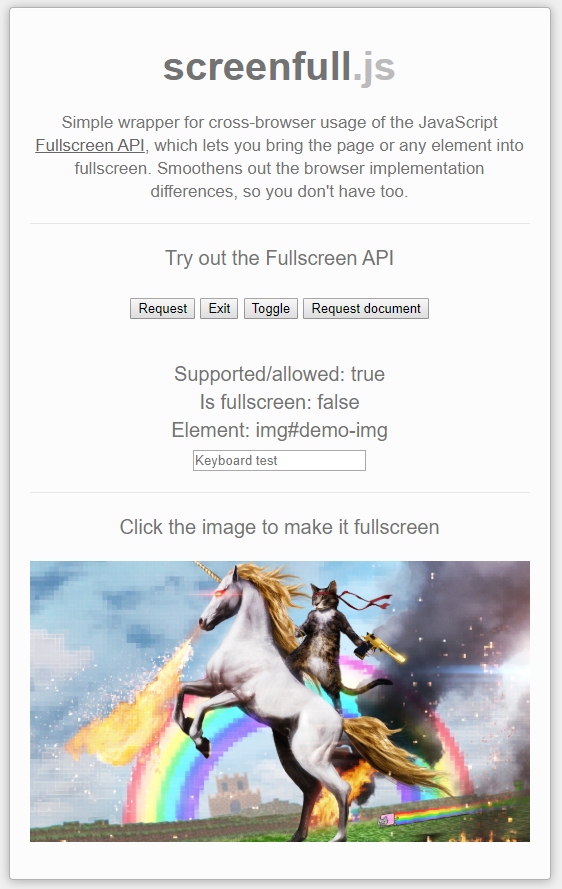 Screenfull.js - bring a page or any element into fullscreen - Misc
