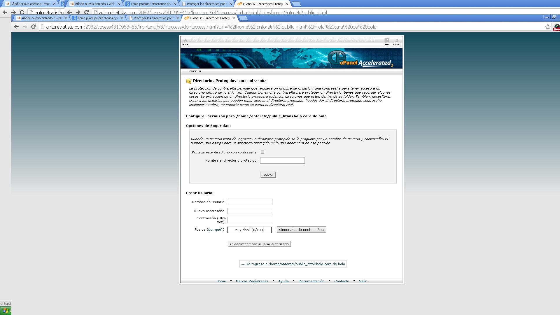 como crear y proteger directorios cpanel — Webirix