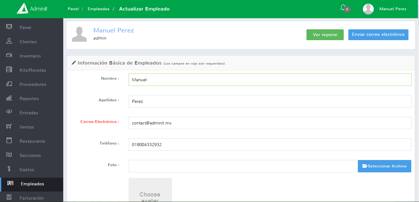 Formulario Empleado — Webirix
