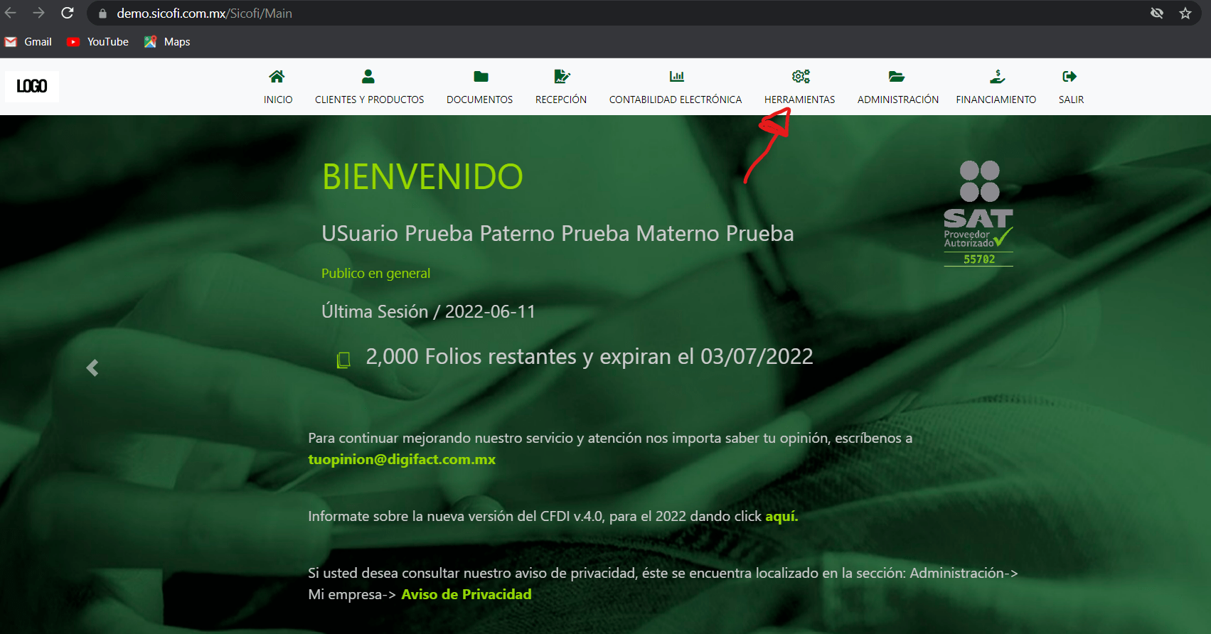 Generar reportes en el sistema SICOFI — Webirix