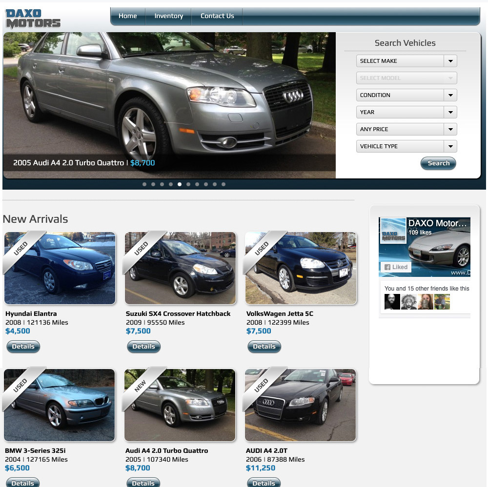 Website for used car dealership - Example