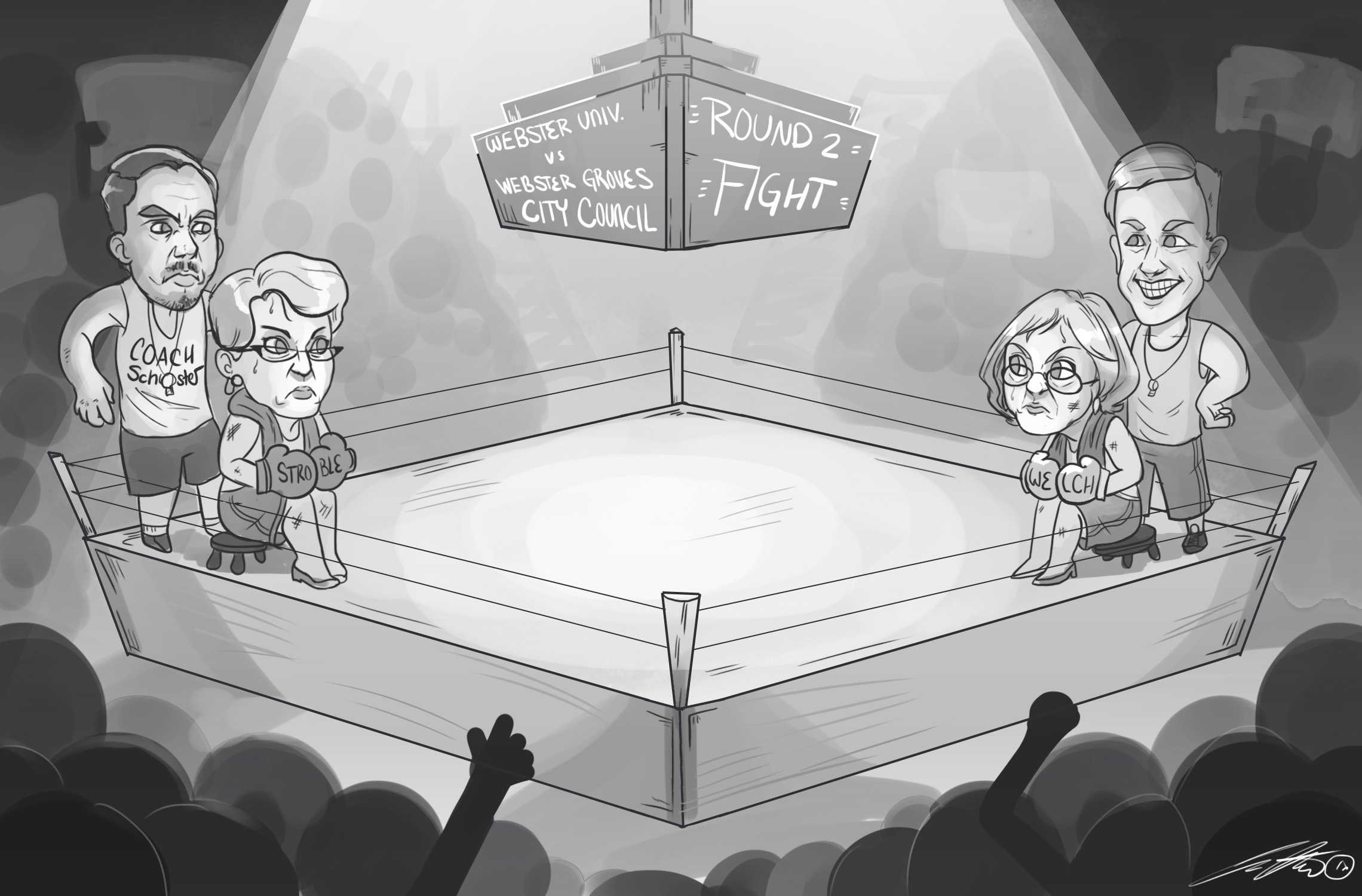 Political cartoon: University and city get ready to rumble - Webster ...