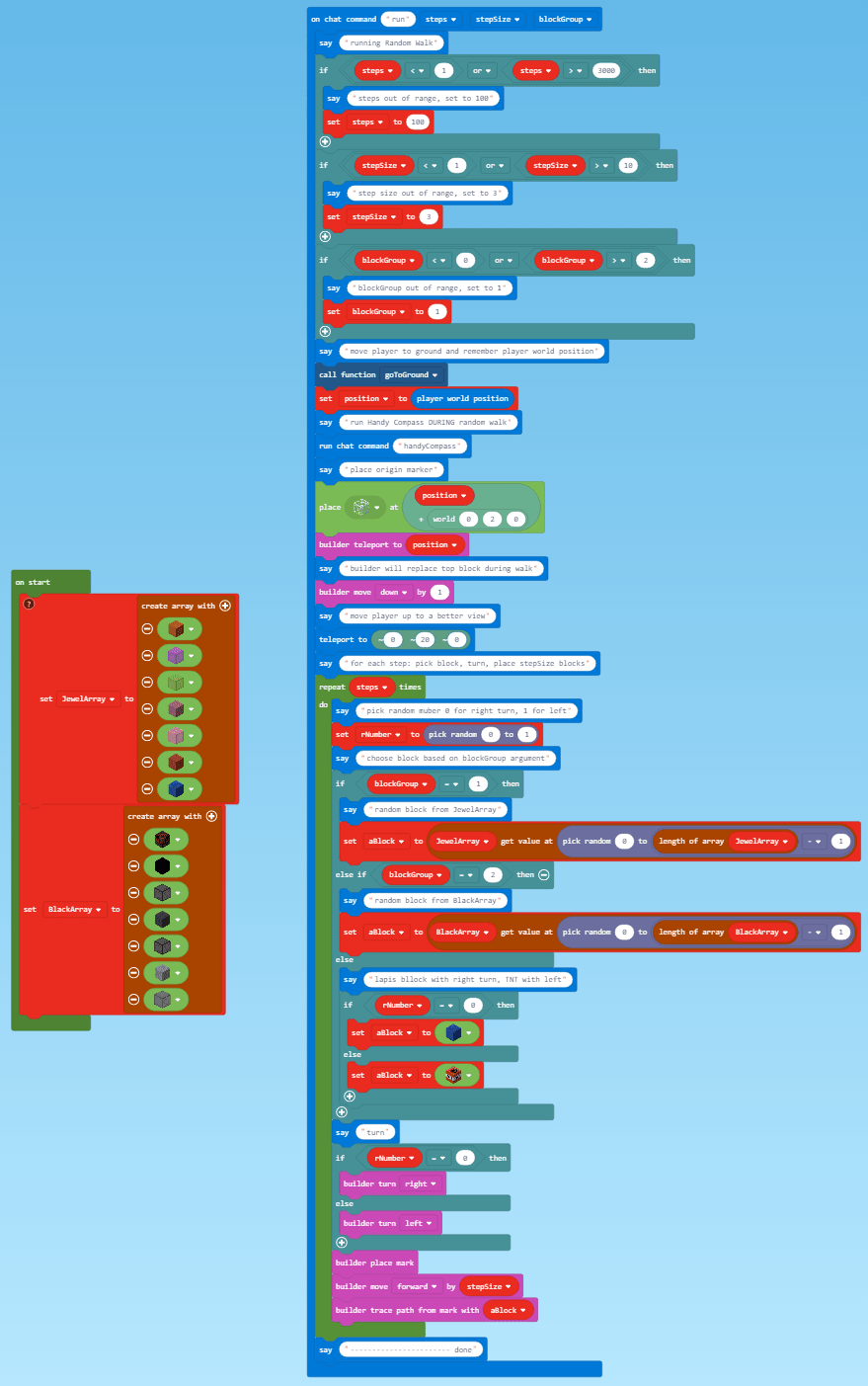 The Art of Random Walks in MakeCode for Minecraft | We Code MakeCode