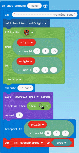 Bang! — Simulating an On-TNT-Exploded Event in MakeCode for Minecraft | We Code MakeCode