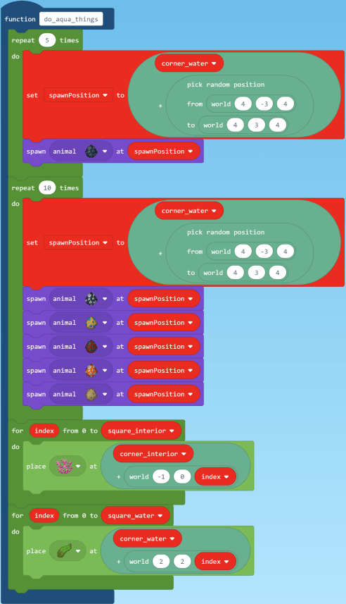 Aquarium in MakeCode for Minecraft | We Code MakeCode