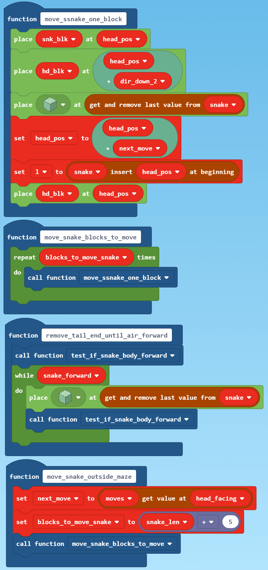 Mazer, the Maze Walking Snake in MakeCode for Minecraft | We Code MakeCode