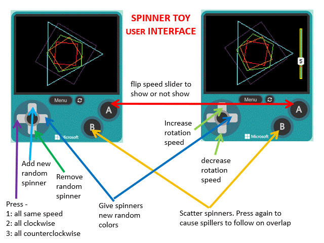 Spinner Toy in MakeCode Arcade as Seen on MakeCode Mixer Channel | We Code MakeCode