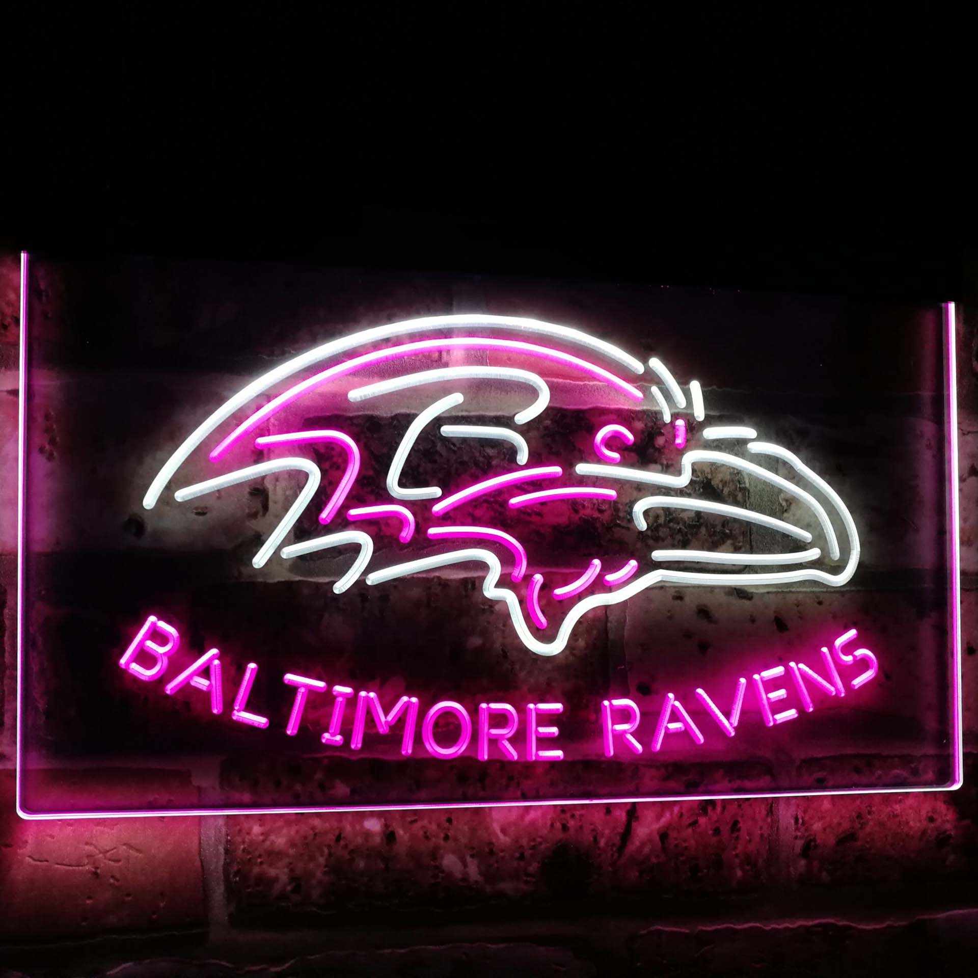 Baltimore Ravens Football Bar Decoration Gift Dual Color Led Neon Sign ...