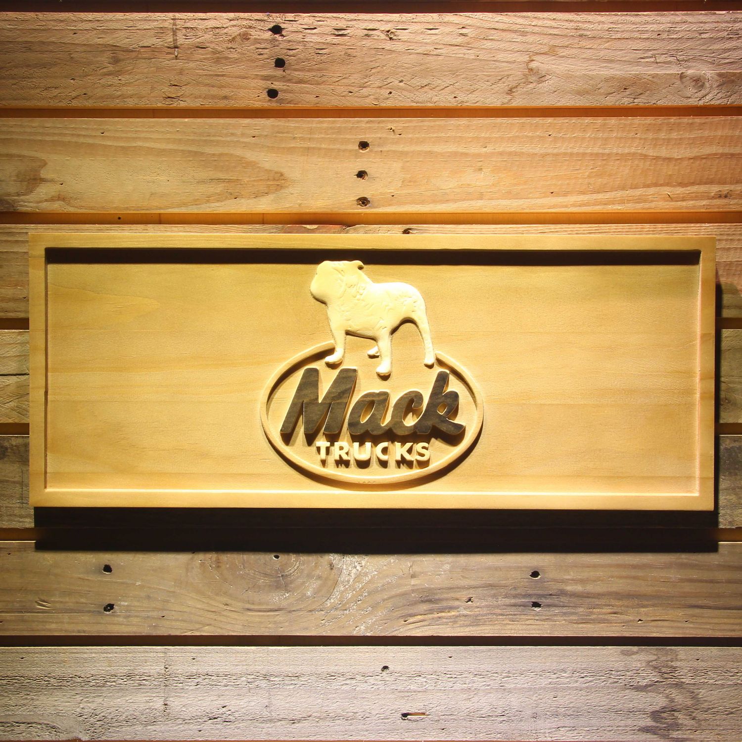 Mack Old Logo Wood Sign - neon sign - LED sign - shop - What's your sign?