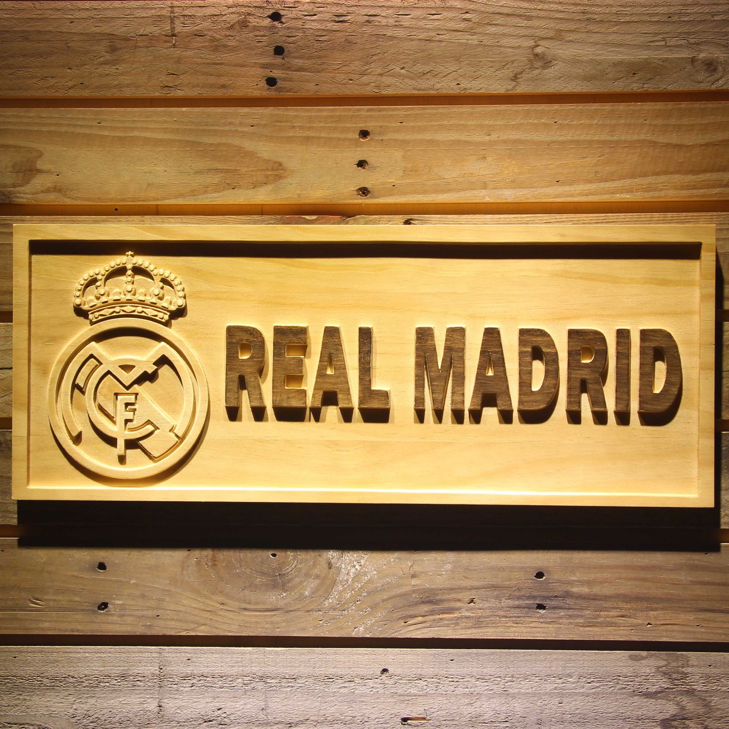 Real Madrid CF Crest Wood Sign - neon sign - LED sign - shop - What's ...