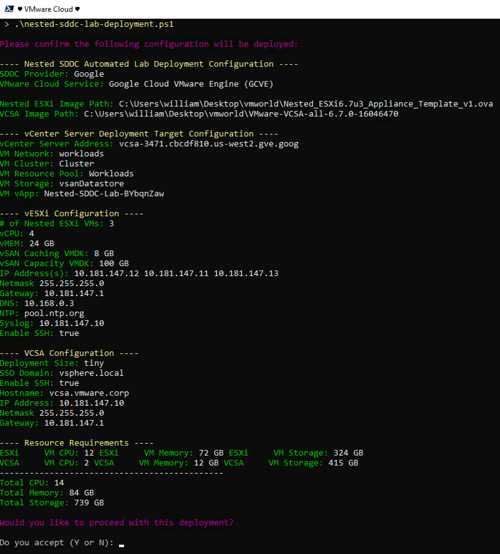 Automated Nested Lab Deployment on SDDC Part 3: Google VMware Cloud Engine