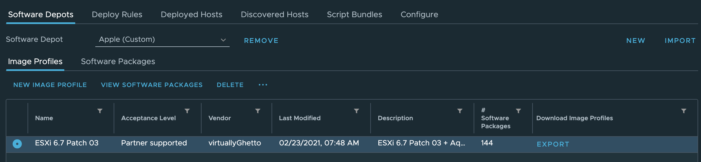 Easily create custom ESXi Images from patch releases using vSphere Image Builder UI