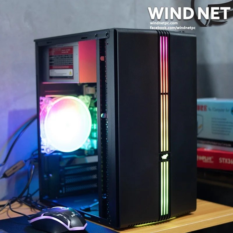 YGT M3 with front LED Strip (Black/White) (mATX) - WIND NET Computers