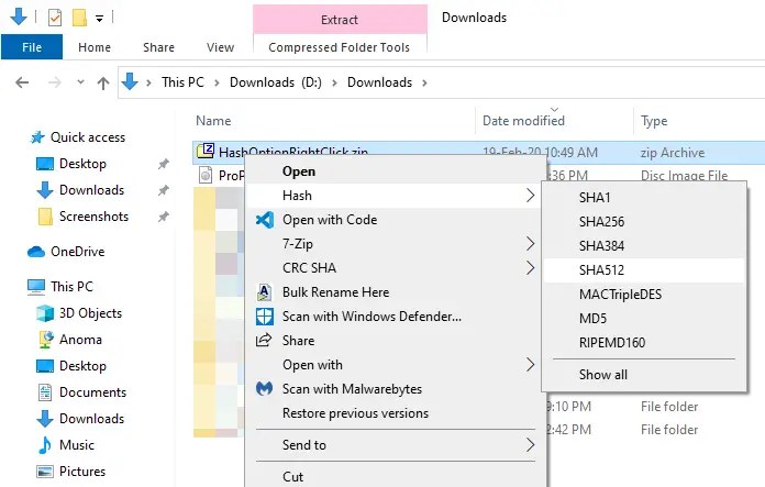 How to Add Hash Calculator to Right-click Menu in Windows 10