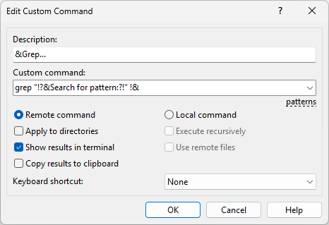 Custom Command Editor Winscp