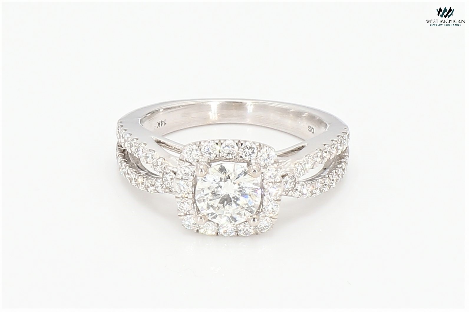 GSI Certified 14K White Gold Diamond Engagement Ring| 0.70 CT Center| 1 ...
