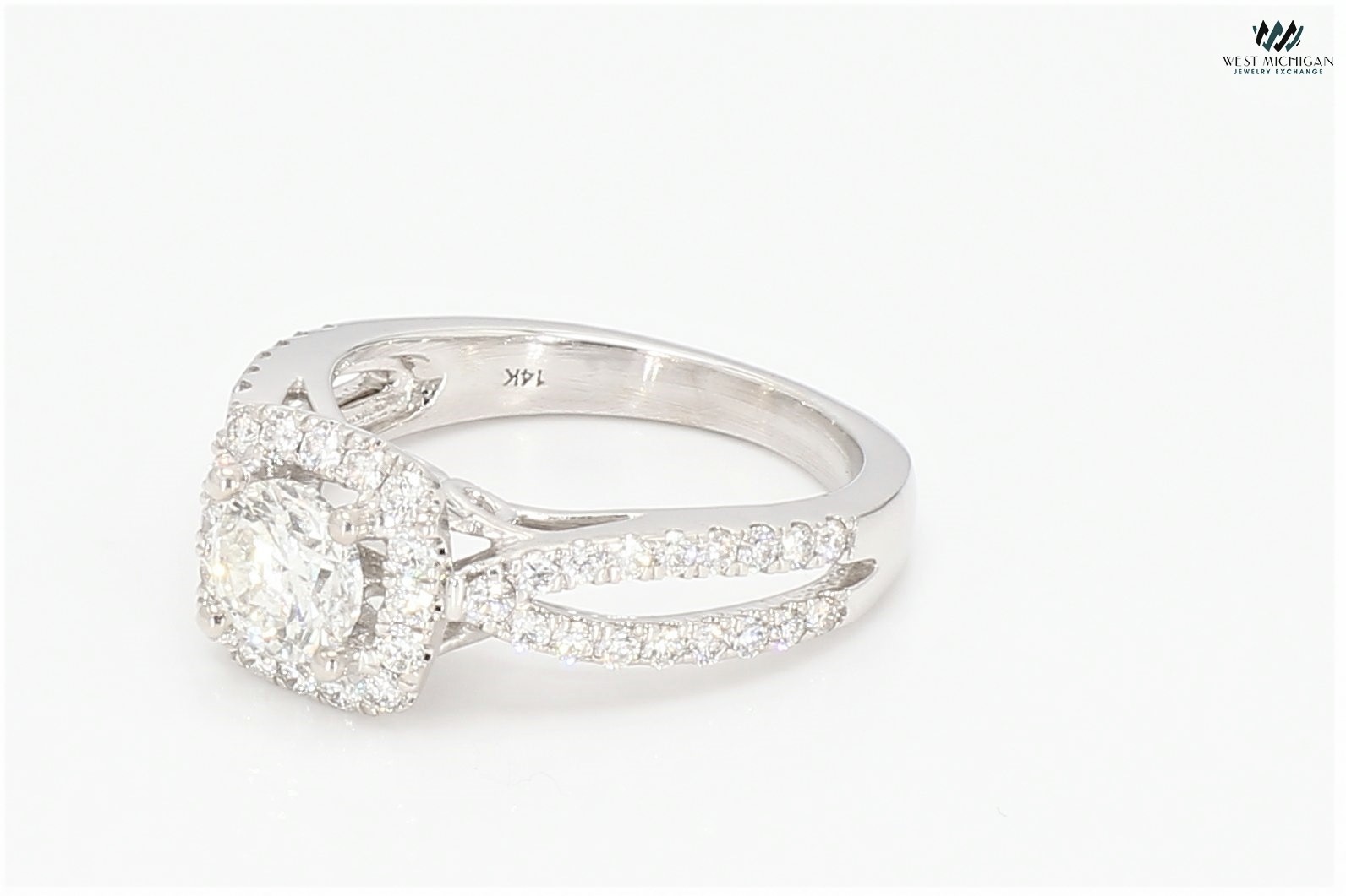 GSI Certified 14K White Gold Diamond Engagement Ring| 0.70 CT Center| 1 ...