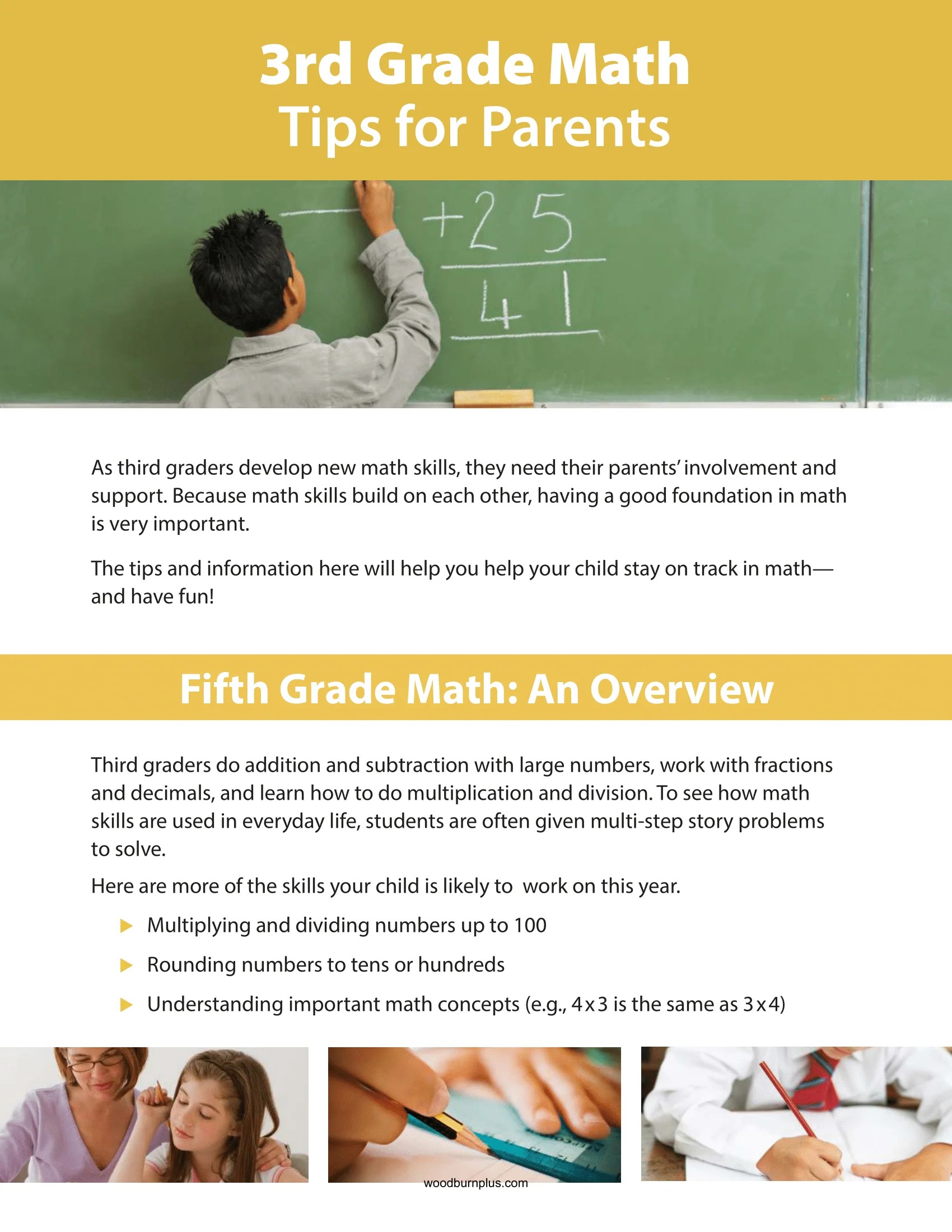 3rd Grade Math Tips For Parents Woodburn Plus