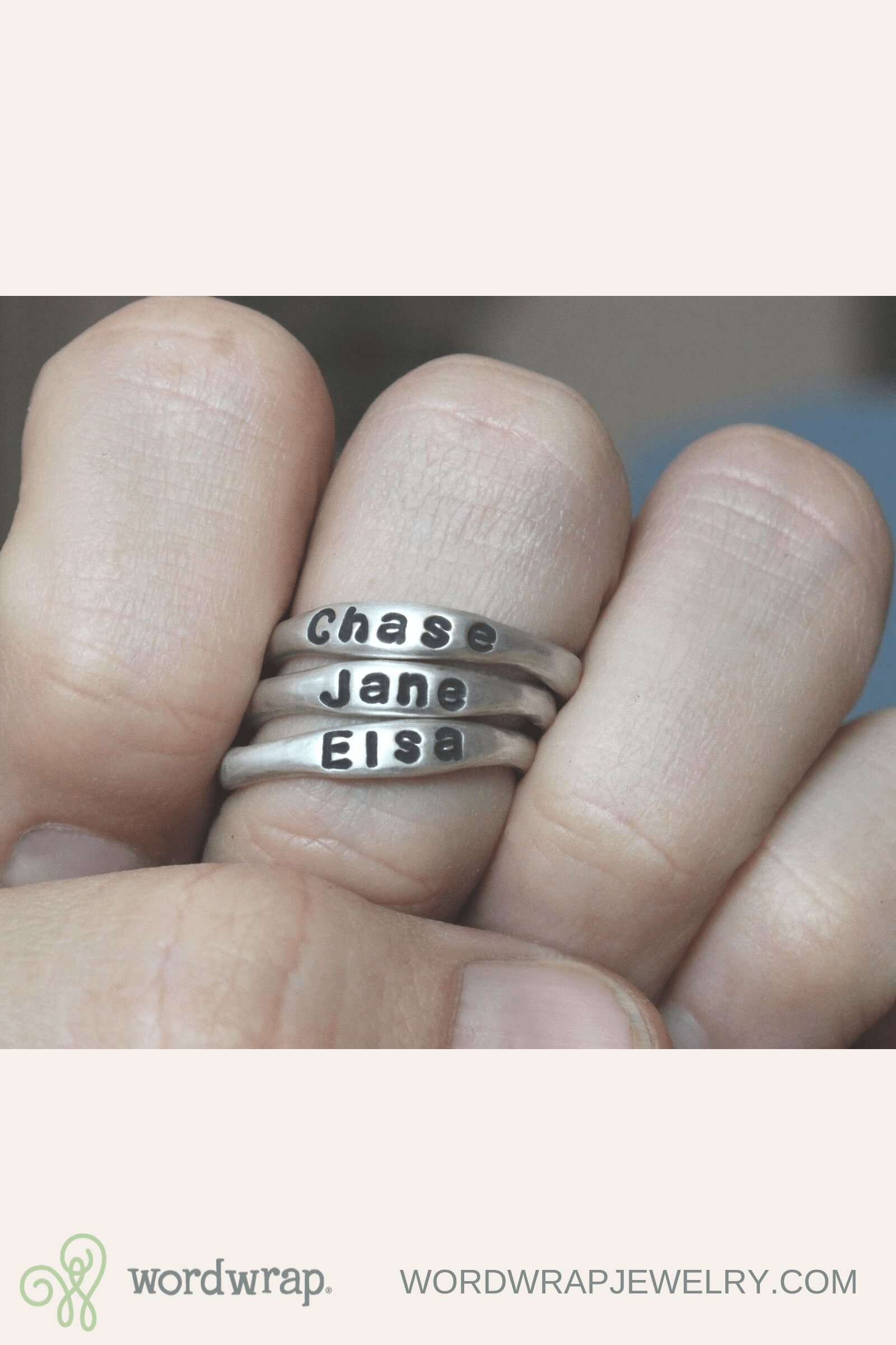 Personalized Stackable Name Rings - WordWrap