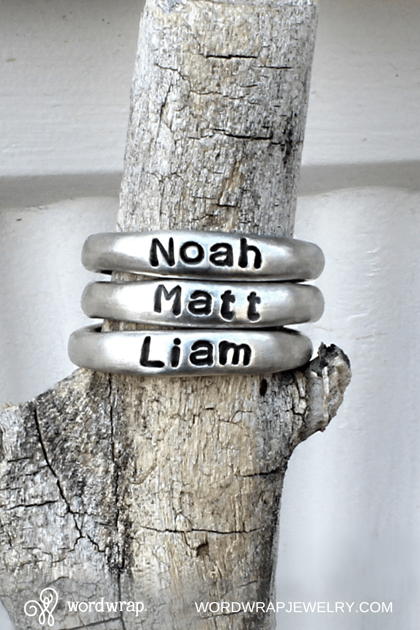Personalized Stackable Name Rings - WordWrap