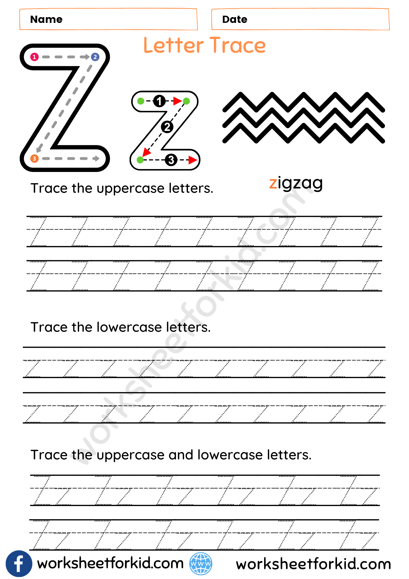 Letter Tracing Worksheets Z - WorksheetForKid