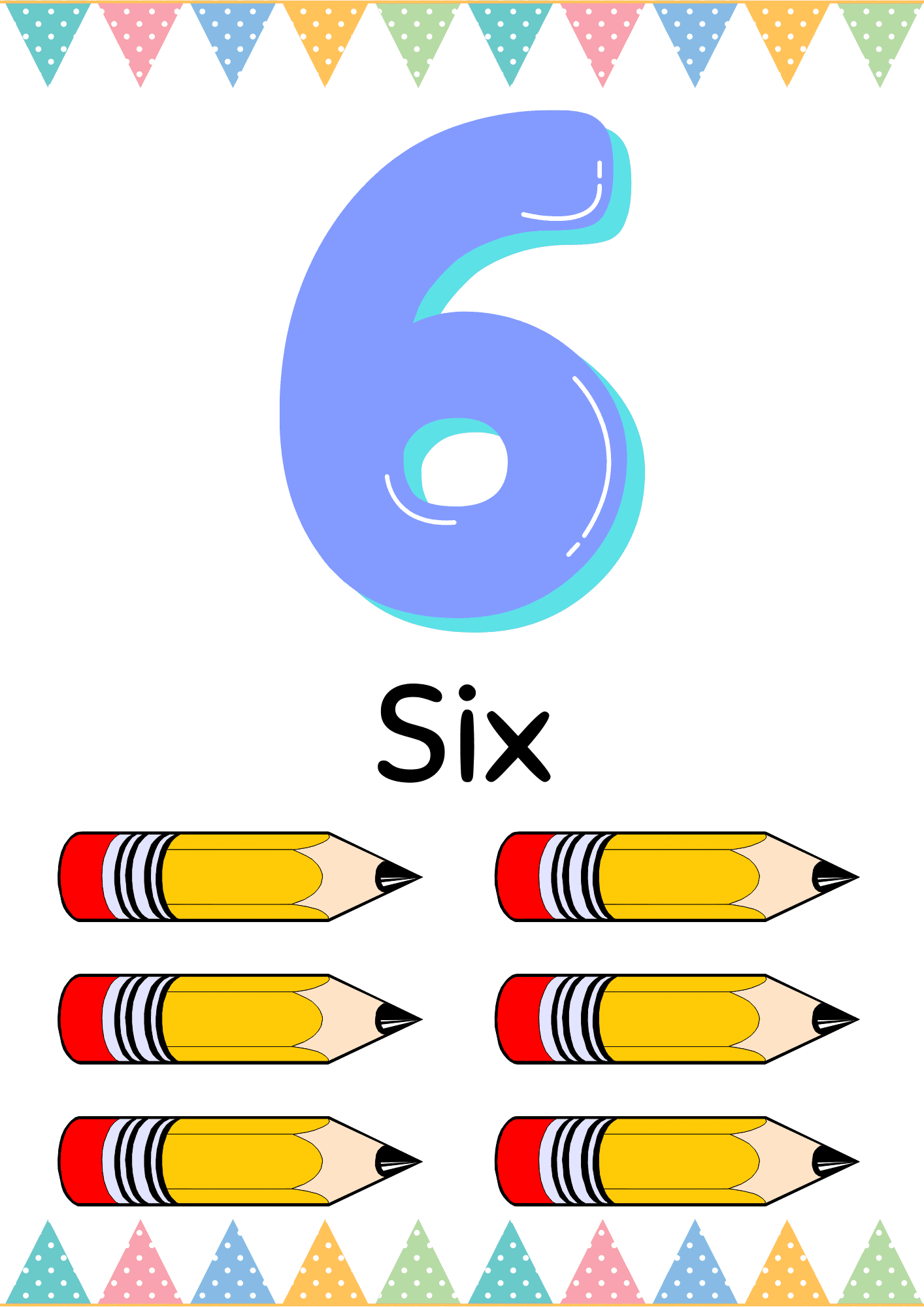 Free Number 6 Flashcard PDF Printable - WorksheetForKid