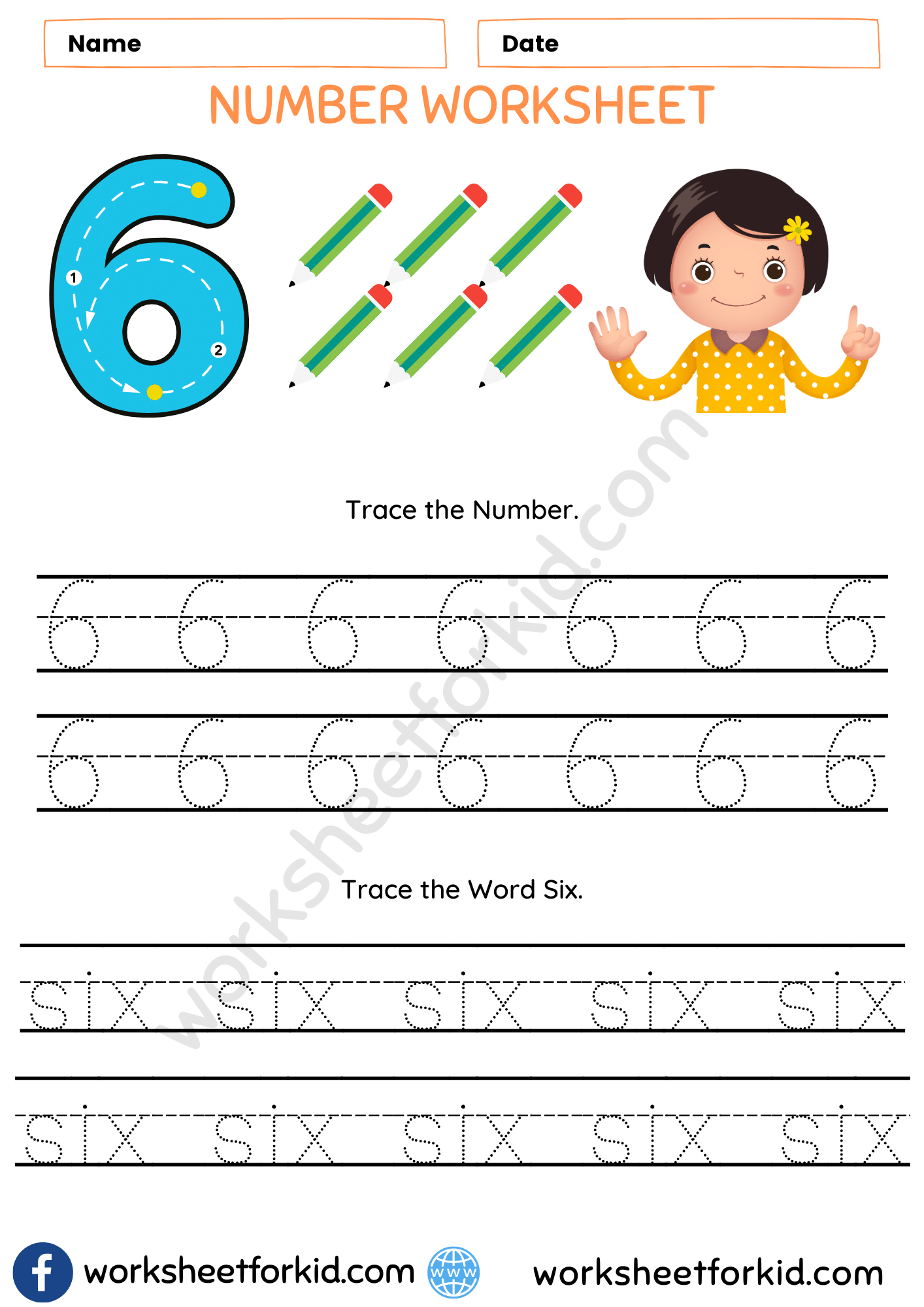 Number 6 Worksheet - WorksheetForKid