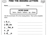 Place Position Words Fill In Missing Letters Worksheet Download