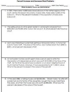 Percent Change Word Problems Percent Increase And Decrease Tpt - Beautiful Mountain Photo - Retina